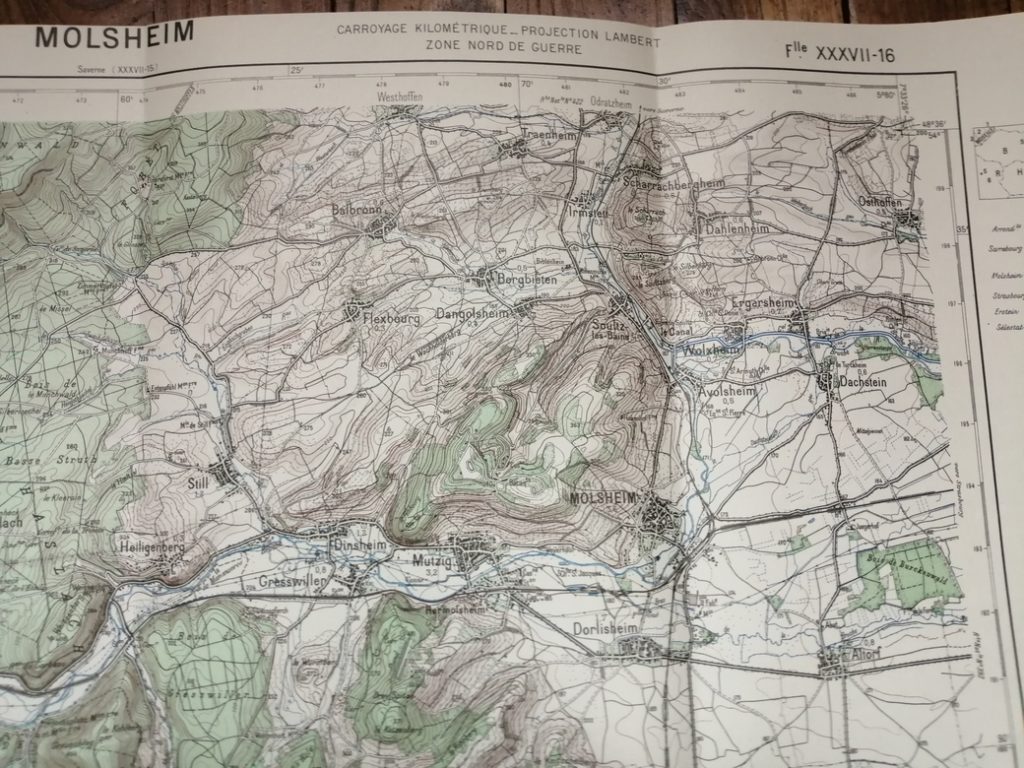 Carte de MOLSHEIM originale datée 1940 (1/50000′) – Militaria Jeep 35