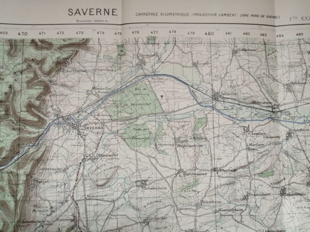 Carte de SAVERNE originale datée 1939 (1/50000′) – Militaria Jeep 35